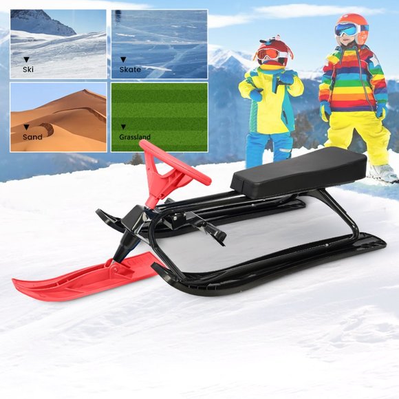 None | Toys | Steerable Snow Sled Downhill Toboggan Snow Sled For Kids ...